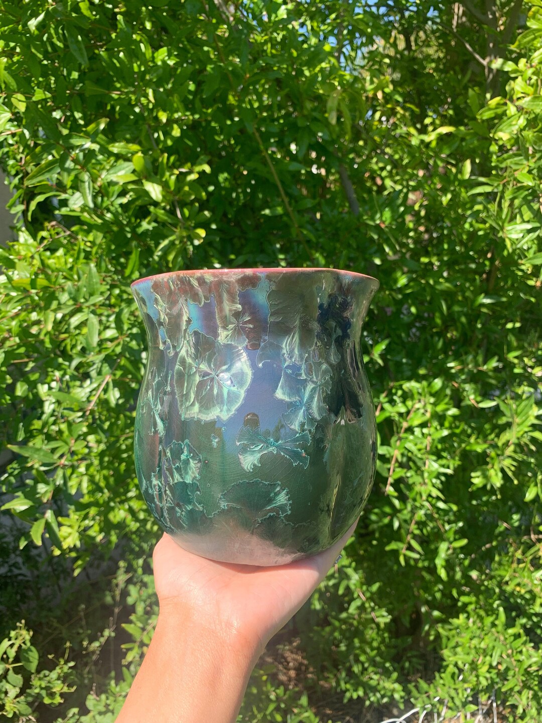 Kitchen Utensil Crock Crystalline Glazed Kitchen Utensil Holder Decor ...