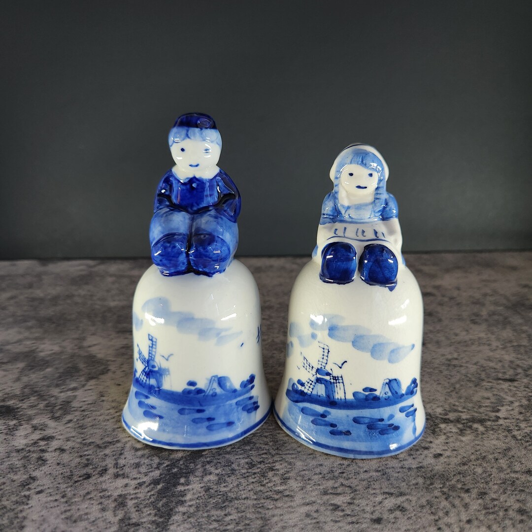 Charming Set of Vintage Delft Blue Dutch Windmill Bells Hand Painted, 4 ...