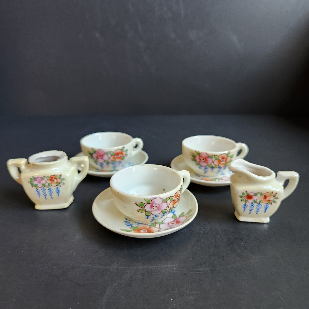 Adorable PORCELAIN JAPAN Tea Set 8 Pieces, Yellow Pink Flowers, Sugar ...