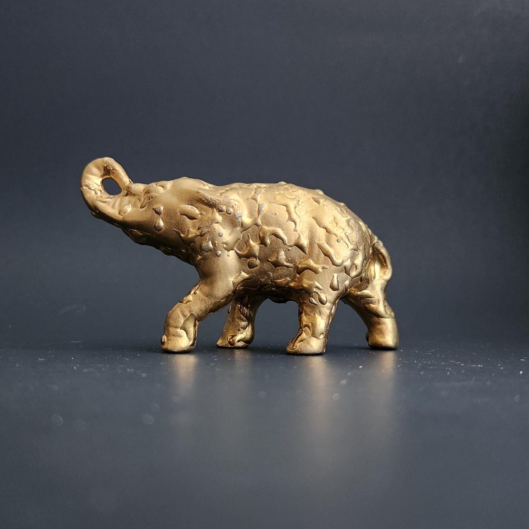 Weeping Gold 2 Elephant Decor Mid Century 22K Gold Ceramic Figurine - Etsy