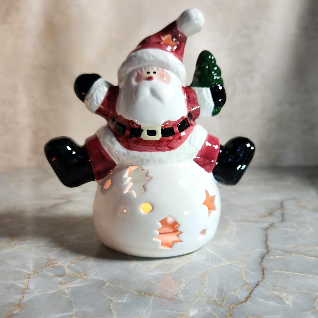 Happy Santa 5 Tea Light Candle Holder Holiday Home Decor - Etsy