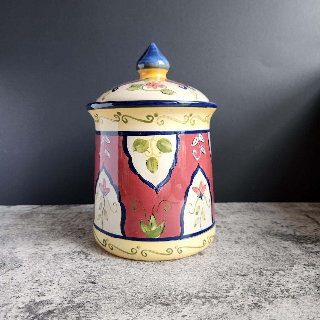 Pier 1 Vallarta Canister: 8" Vintage Earthenware Kitchen Decor - Etsy