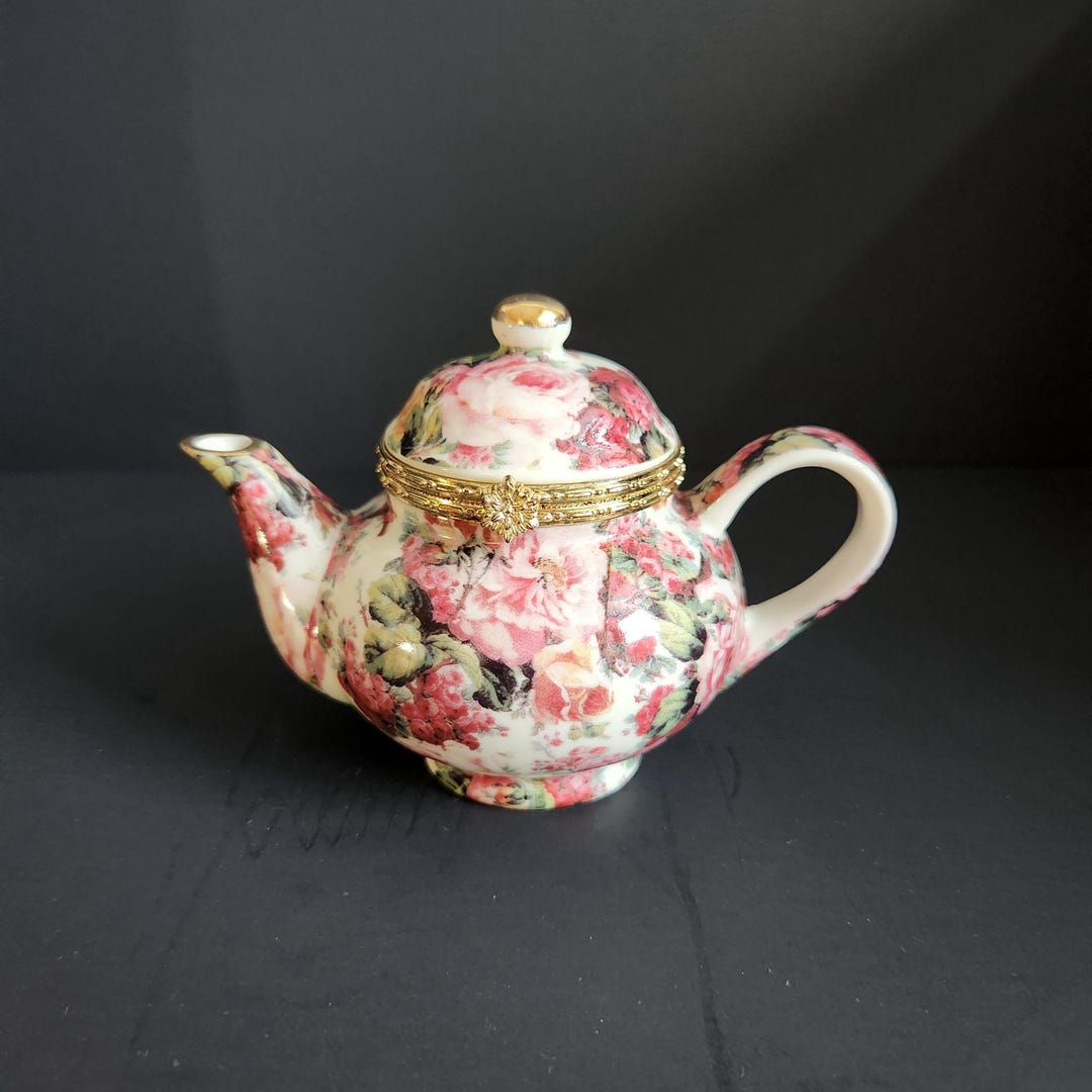 Vintage Teapot Trinket Box Floral Design With a Touch of Elegance - Etsy