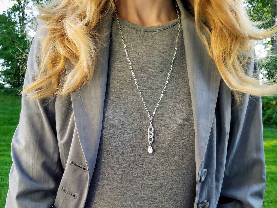 Long Silver Necklace With Your Chosen Initial - Custom Eternity Jewelry ...
