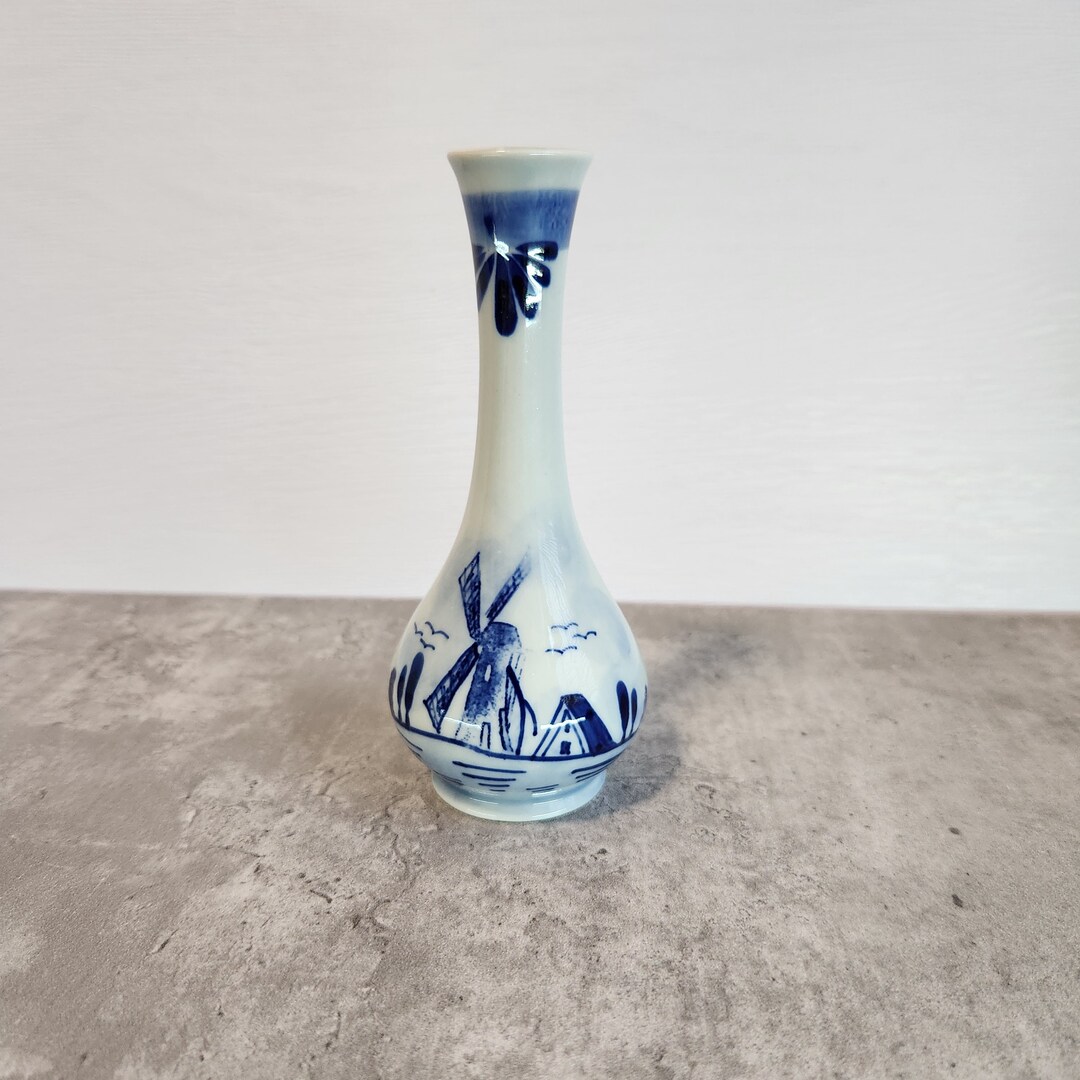 Vintage 5 Dutch Windmill Bud Vase Blue White Porcelain Small Vase, Home ...