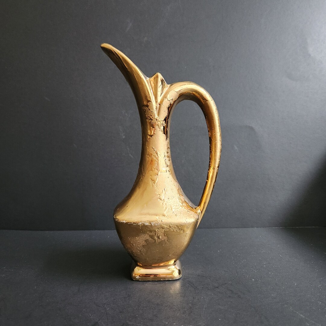 Retro Glam Weeping Gold Pitcher Vintage Savoy 8 Inch Ceramics - Etsy