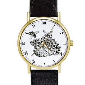 Vintage Honey Bee Watch | Honeycomb | Insect Watch | Leather Watch ...