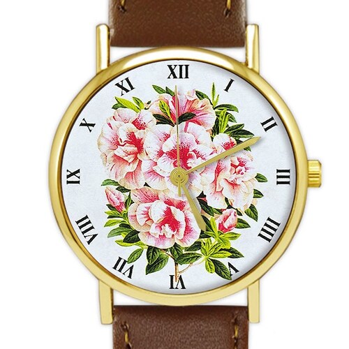 Vintage Flower Leather Watch Vintage Rose Watch Floral | Etsy