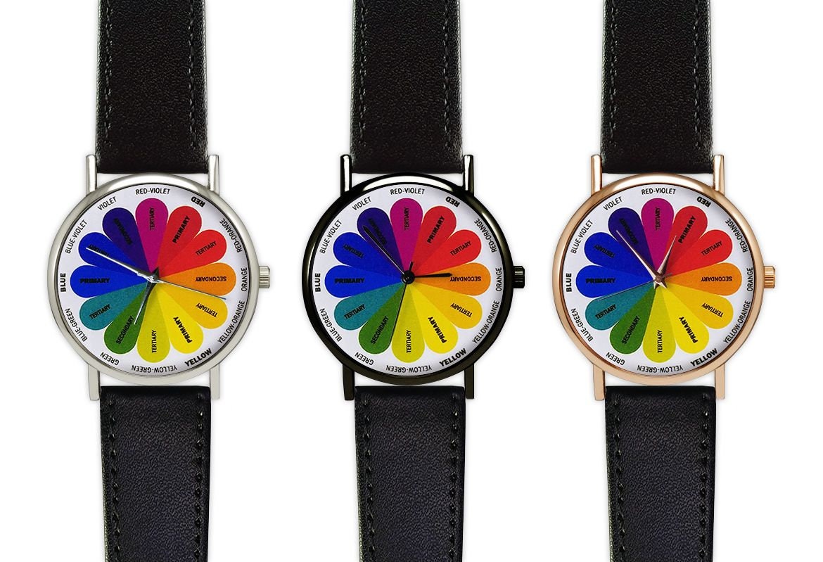 Color Wheel Watch Art Leather Watch Men's Watch | Etsy
