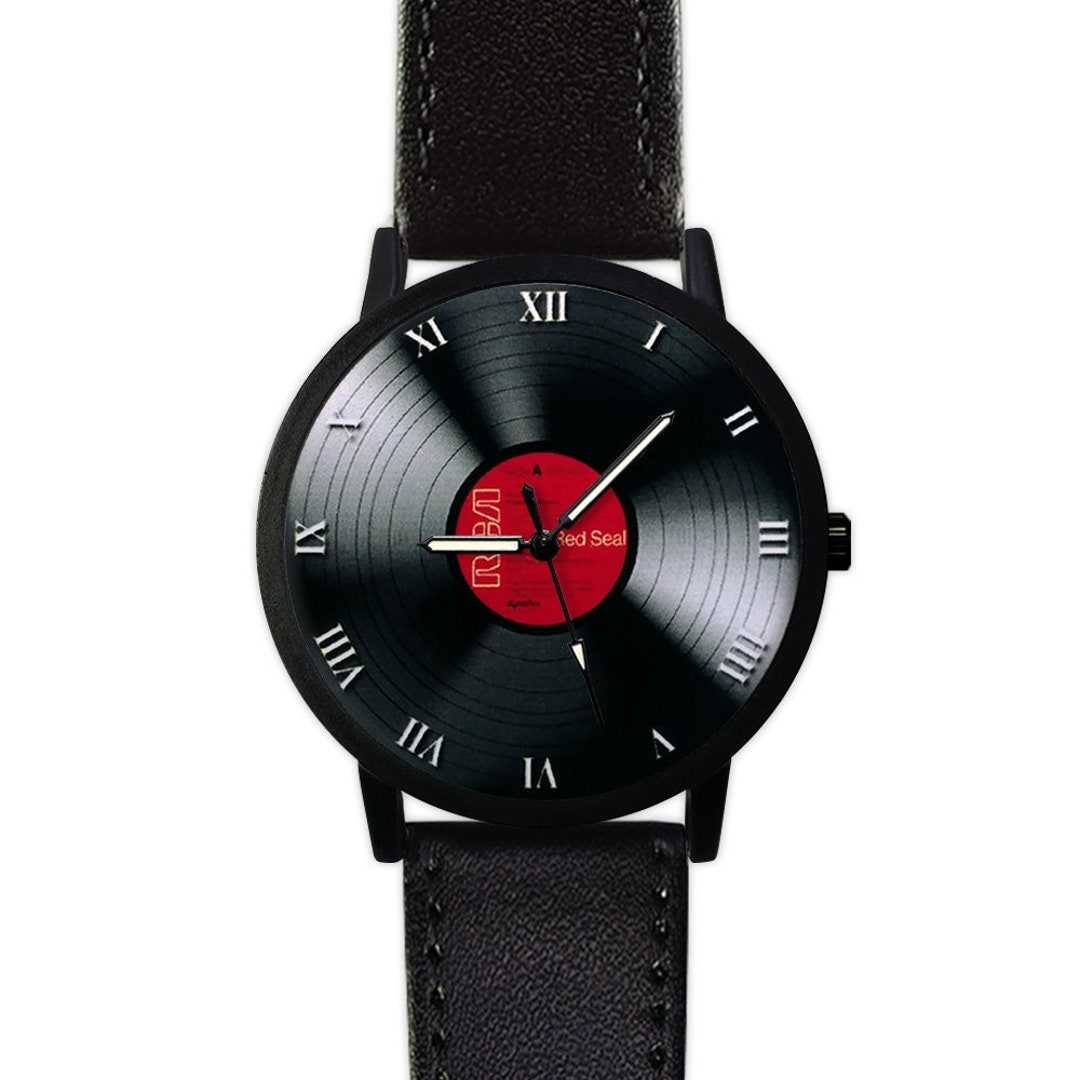 Vintage Vinyl Record Watch: Red Label, Leather Band - Etsy