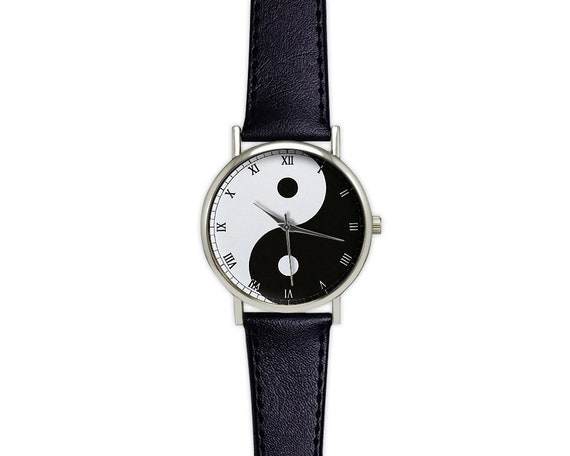 Yin Yang Symbol Watch Black and White Leather Watch | Etsy