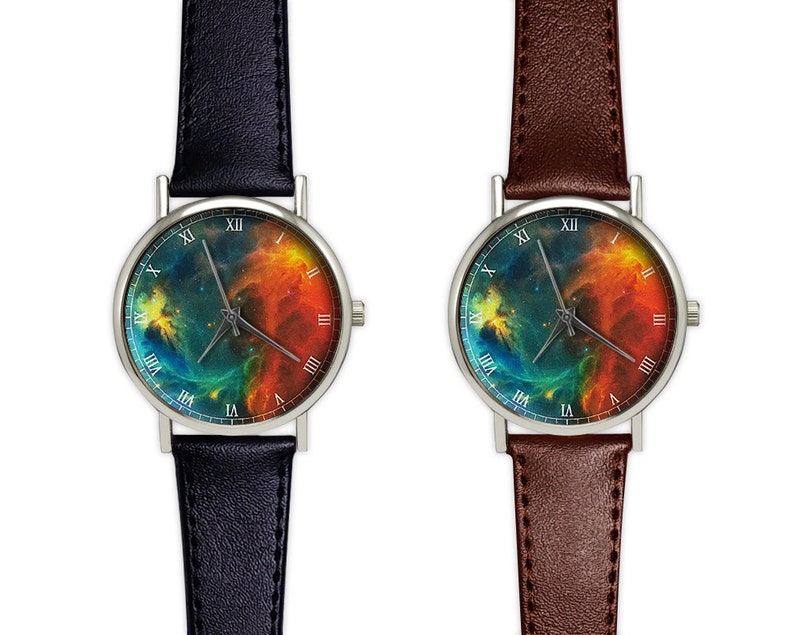 Colorful Nebula Space Watch Leather Watch Ladies Watch | Etsy