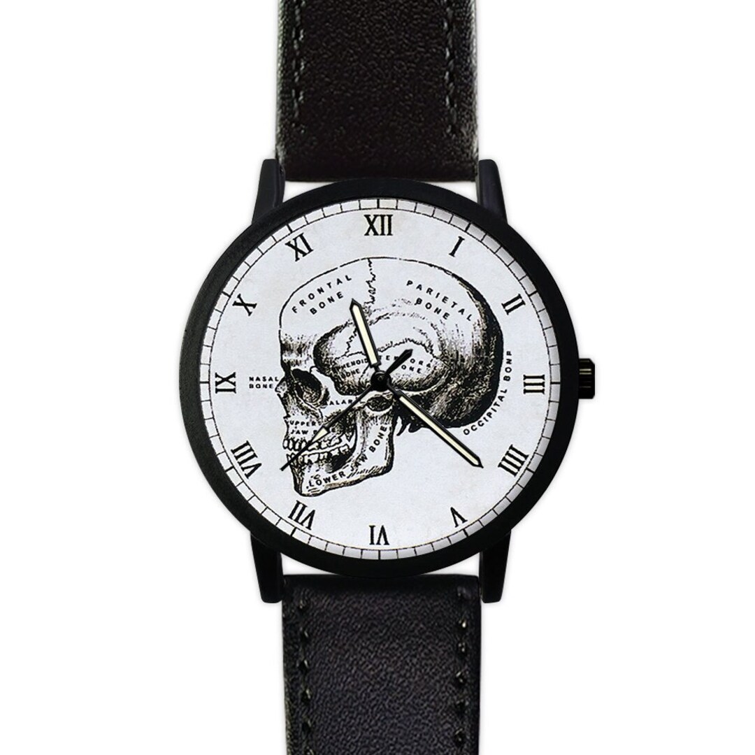 Vintage Human Skull Watch | Human Anatomy Watch | Leather Watch ...