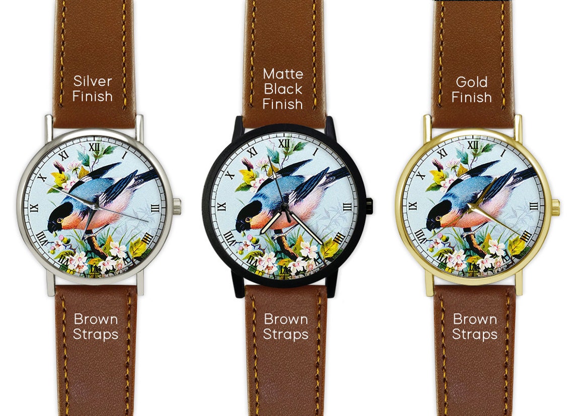 Vintage Bird Watch, Bullfinch Sparrow Nature Lover Gift, Floral ...
