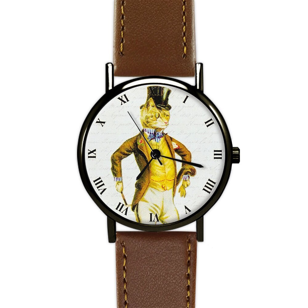 Vintage Cat Steampunk Watch Cat Watch Leather Watch | Etsy