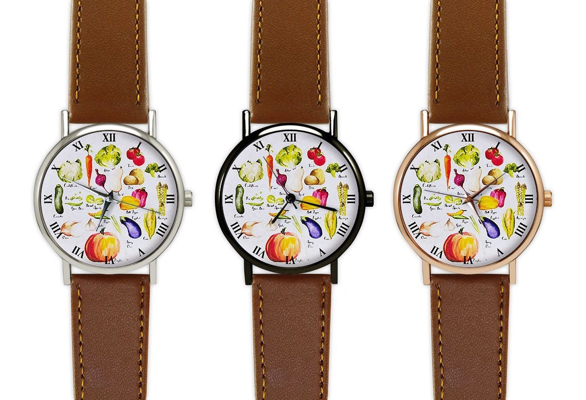 Vegetables Watch Vintage Style Kitchen Chef Leather | Etsy
