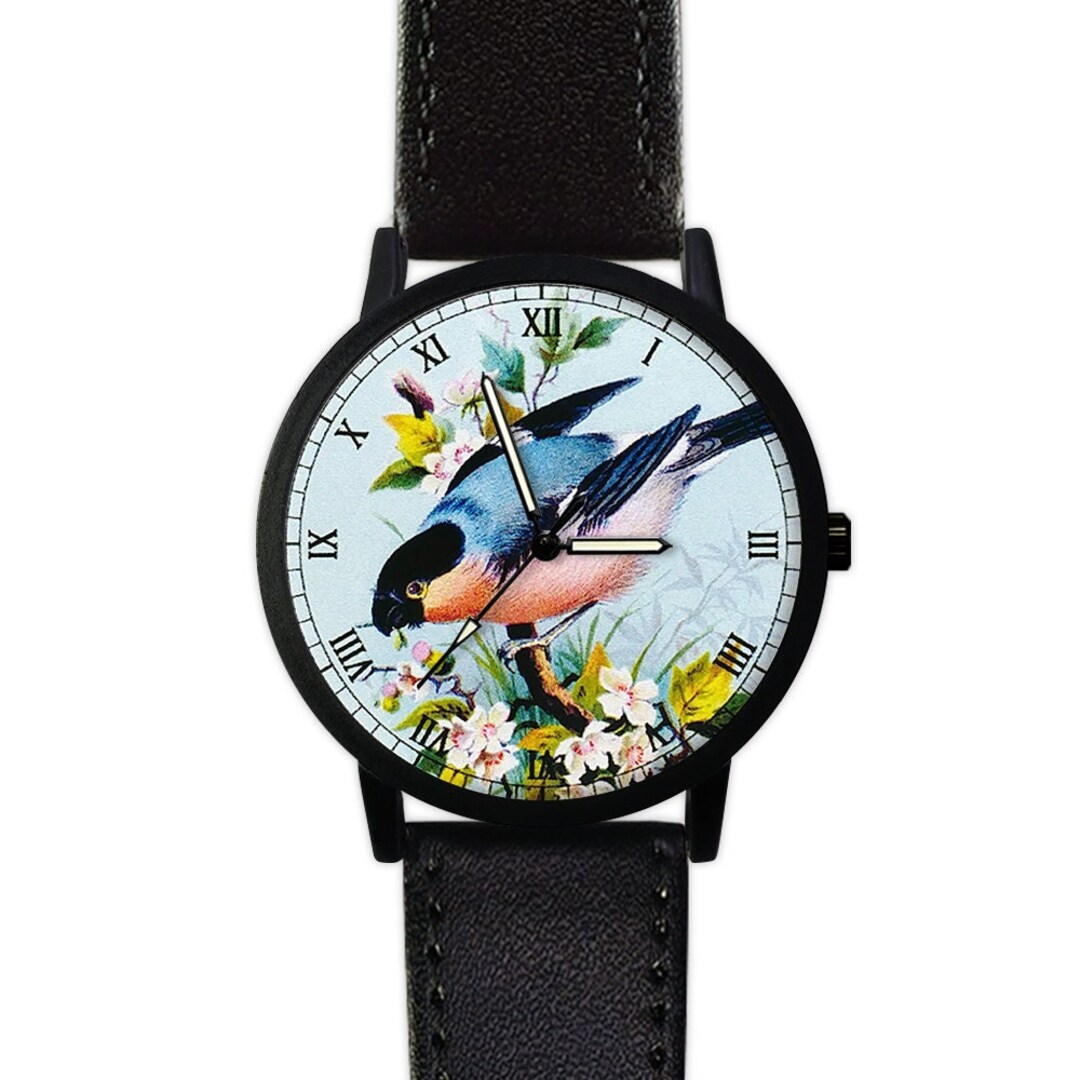 Vintage Bird Watch, Bullfinch Sparrow Nature Lover Gift, Floral ...