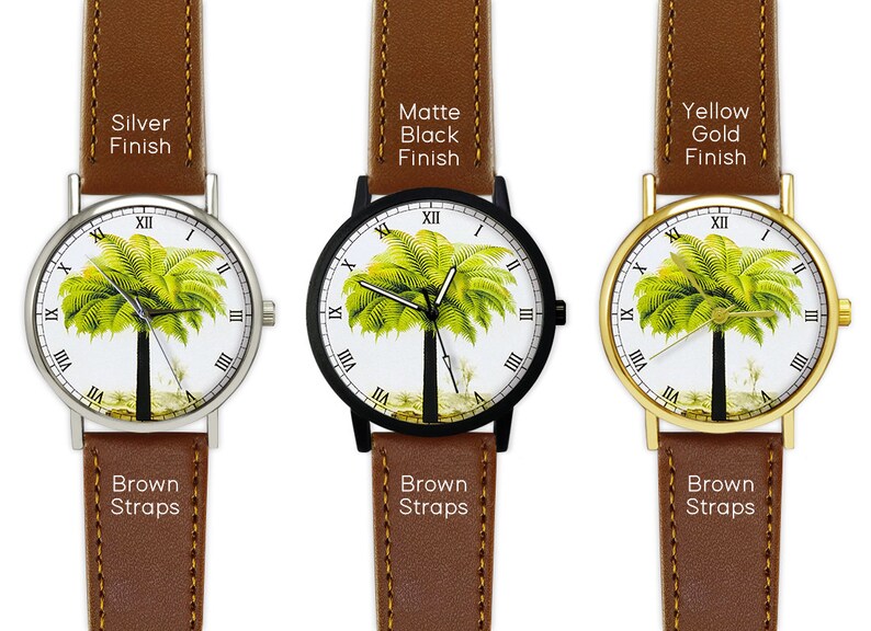 Vintage Style Palm Tree Watch Tropical Leather Watch - Etsy