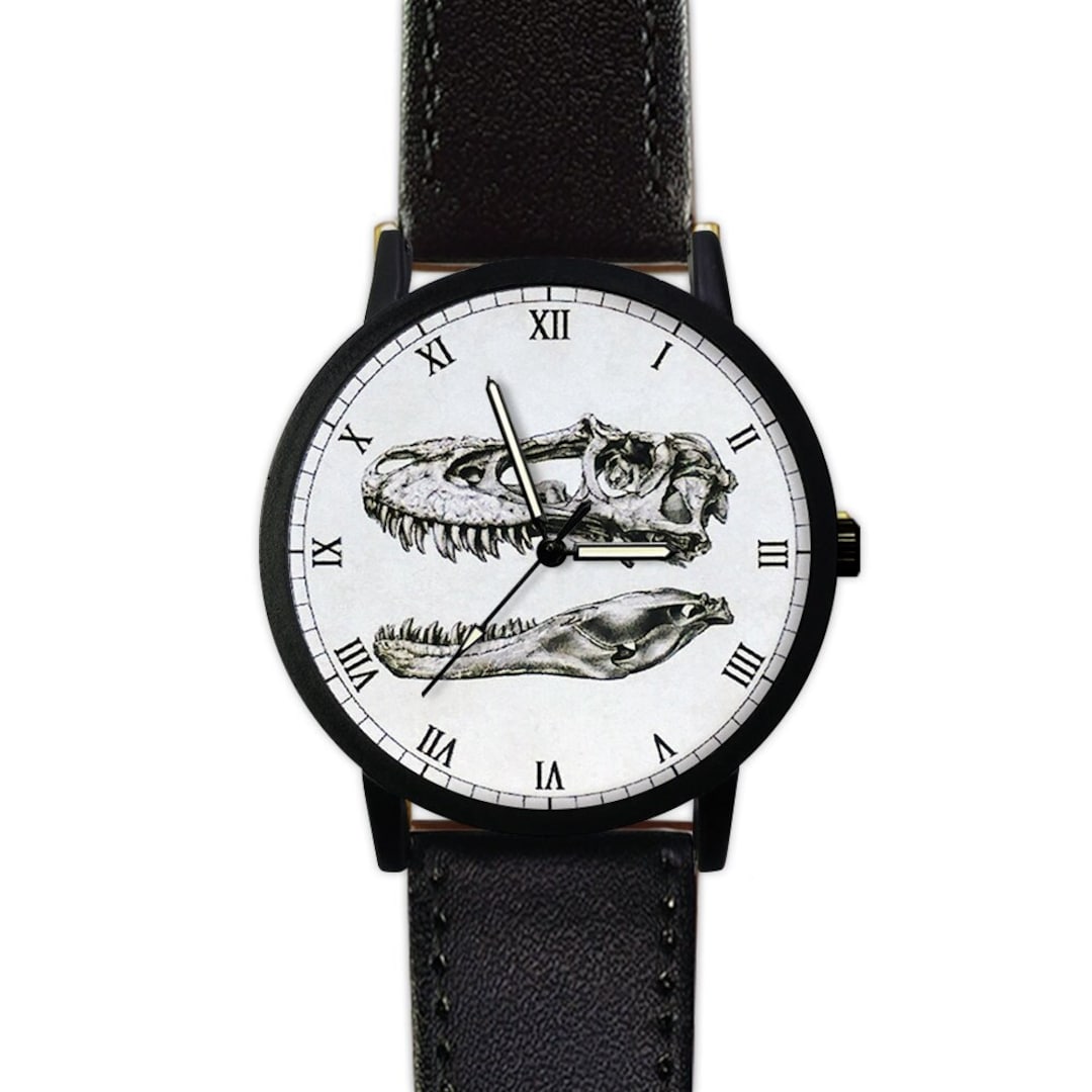 Dinosaur Skull Watch | T-rex Skull | Leather Watch | Ladies Watch | Men ...