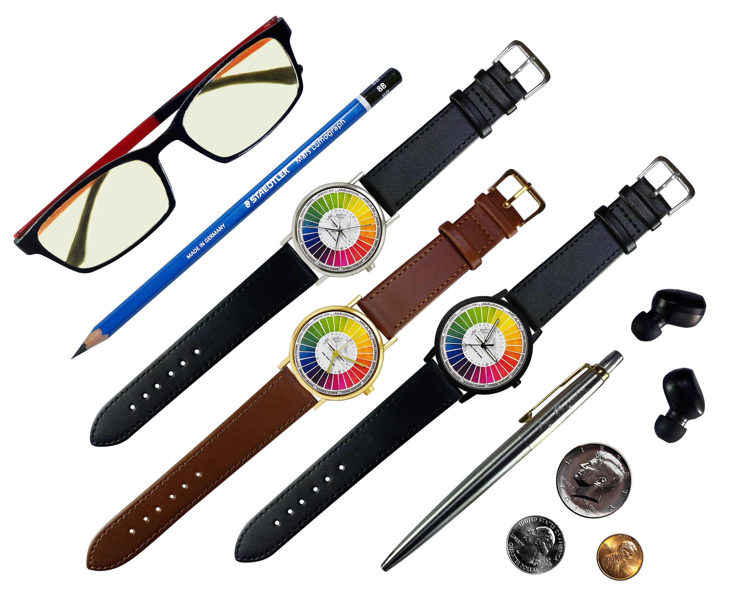 Vintage Color Wheel Art Leather Watch Women's / | Etsy