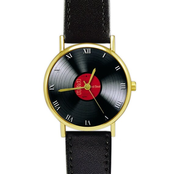 Vintage Vinyl Record Watch RED Label Leather Watch | Etsy