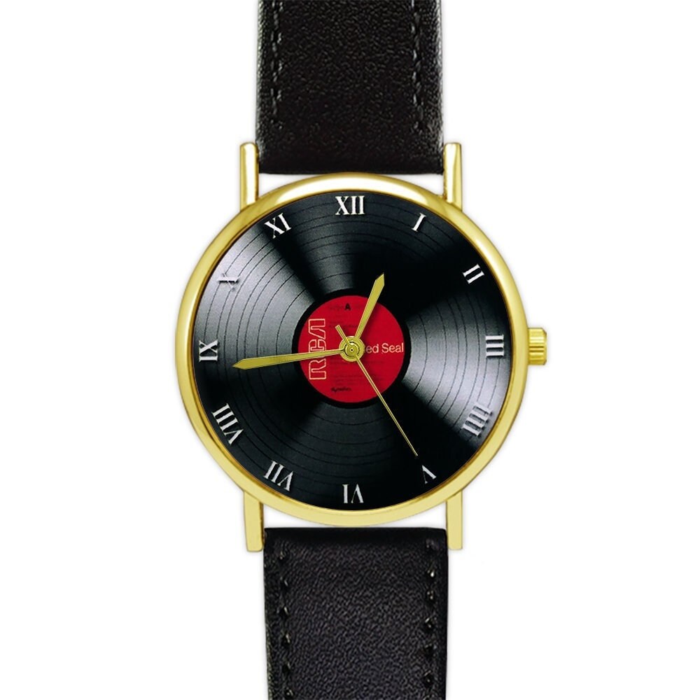 Vintage Vinyl Record Watch RED Label Leather Watch | Etsy