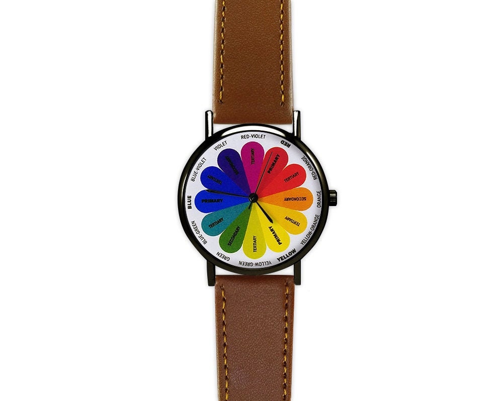 Color Wheel Watch Art Leather Watch Men's Watch | Etsy