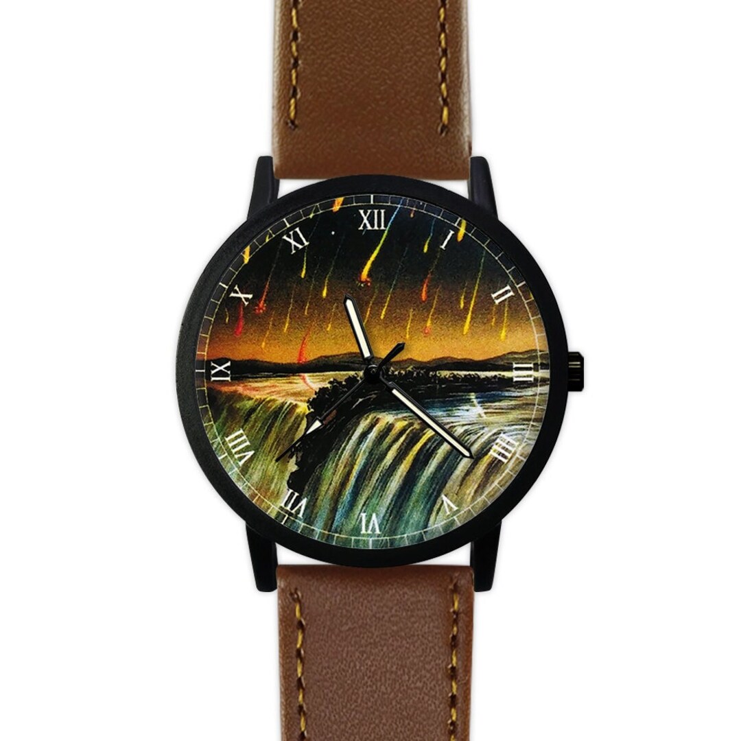 Vintage Meteor Shower Illustration Watch Asteroids Leather Watch Ladies ...