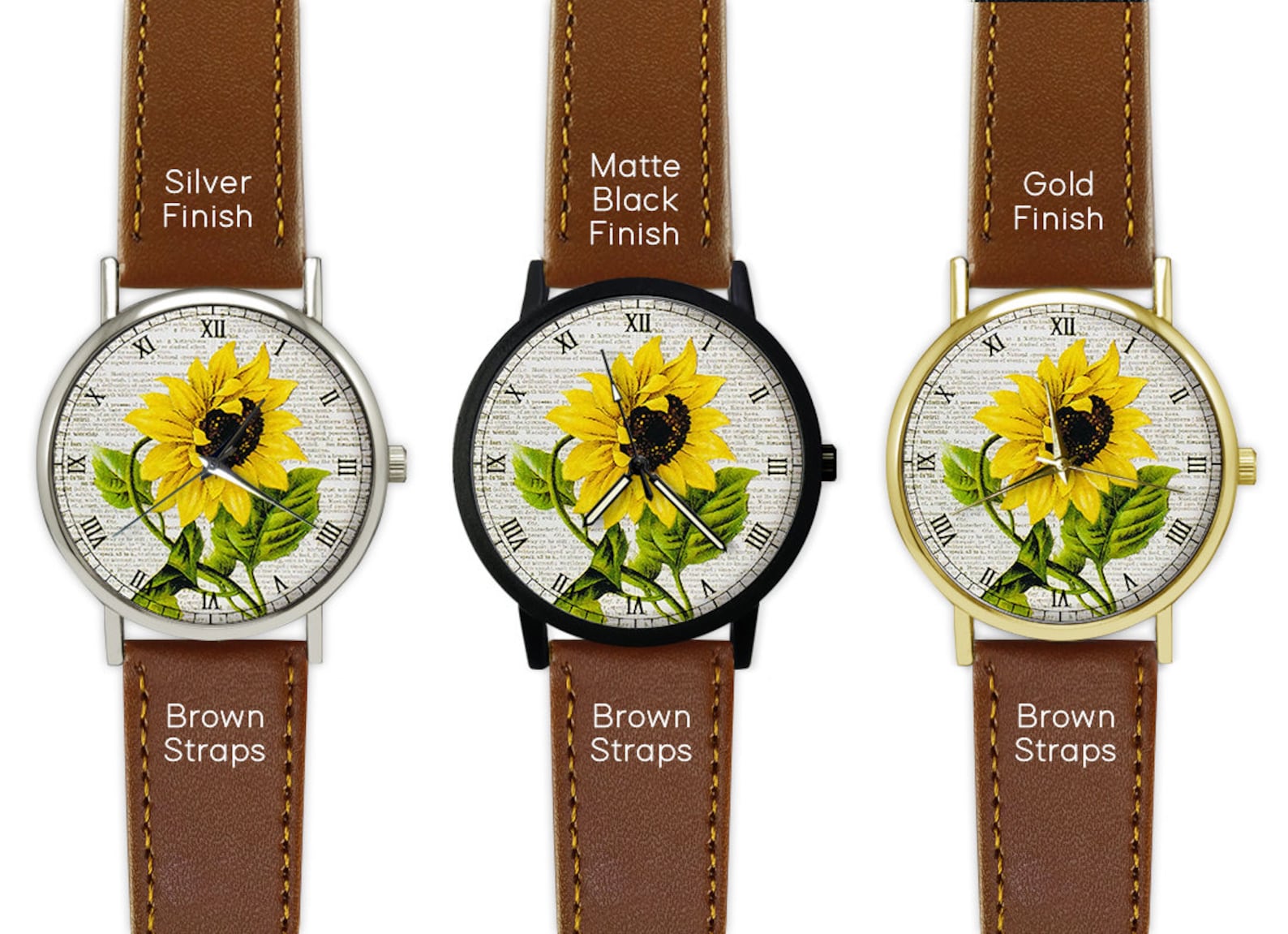 Sunflower Flower Watch Floral Botanical Women's - Etsy