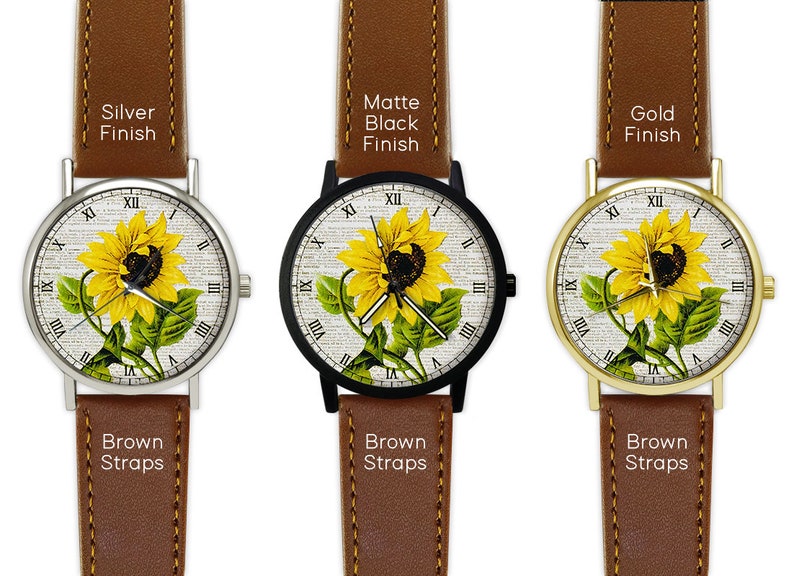 Sunflower Flower Watch Floral Botanical Women's - Etsy