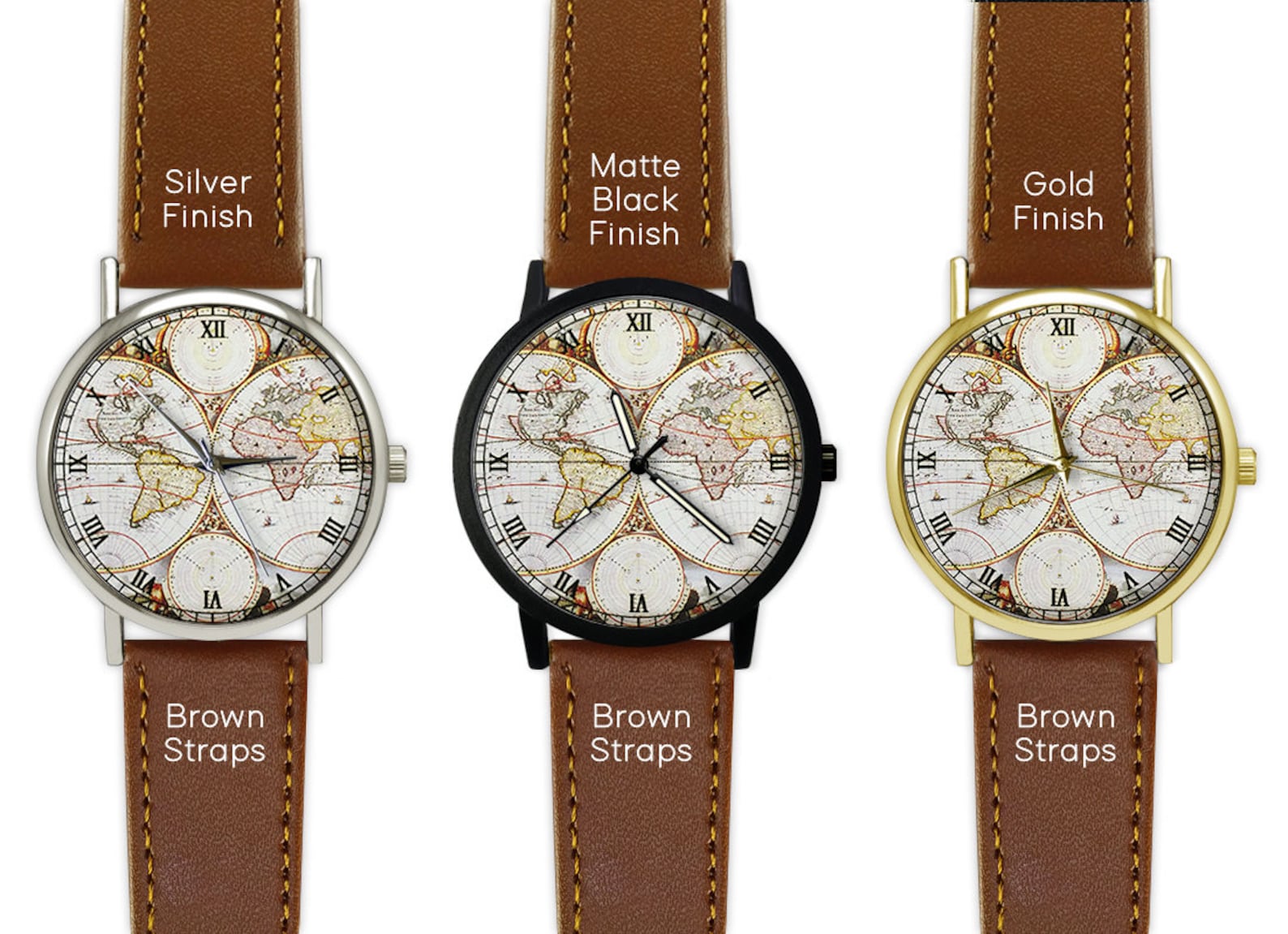 Vintage World Map Watch Classic Style Leather Watch - Etsy