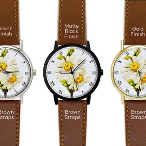 Vintage Daisy Flower Watch | Floral Watch | Botanical | Leather Watch ...