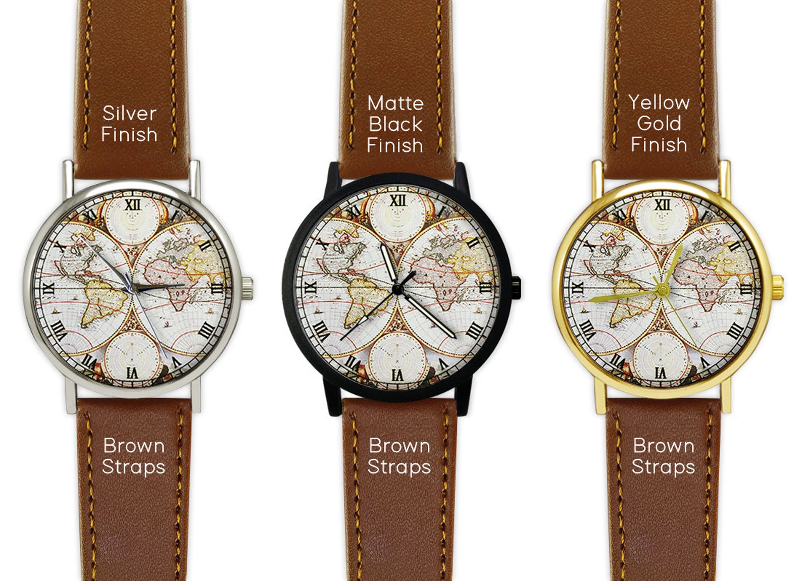 Vintage World Map Watch Classic Style Leather Watch - Etsy