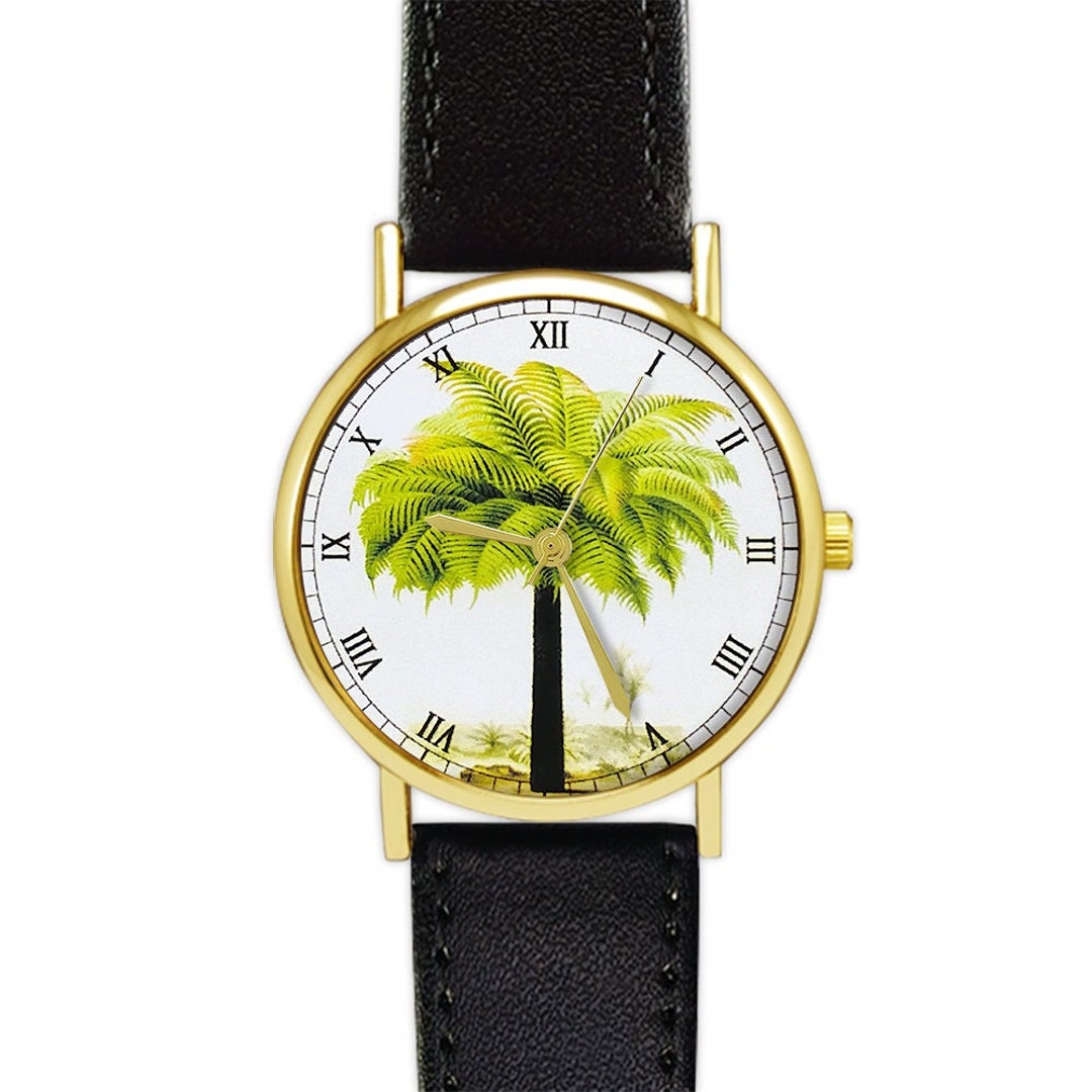 Vintage Style Palm Tree Watch | Tropical | Leather Watch | Women's ...