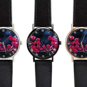 Cherry Blossoms Flower Watch Leather Watch Ladies Watch | Etsy