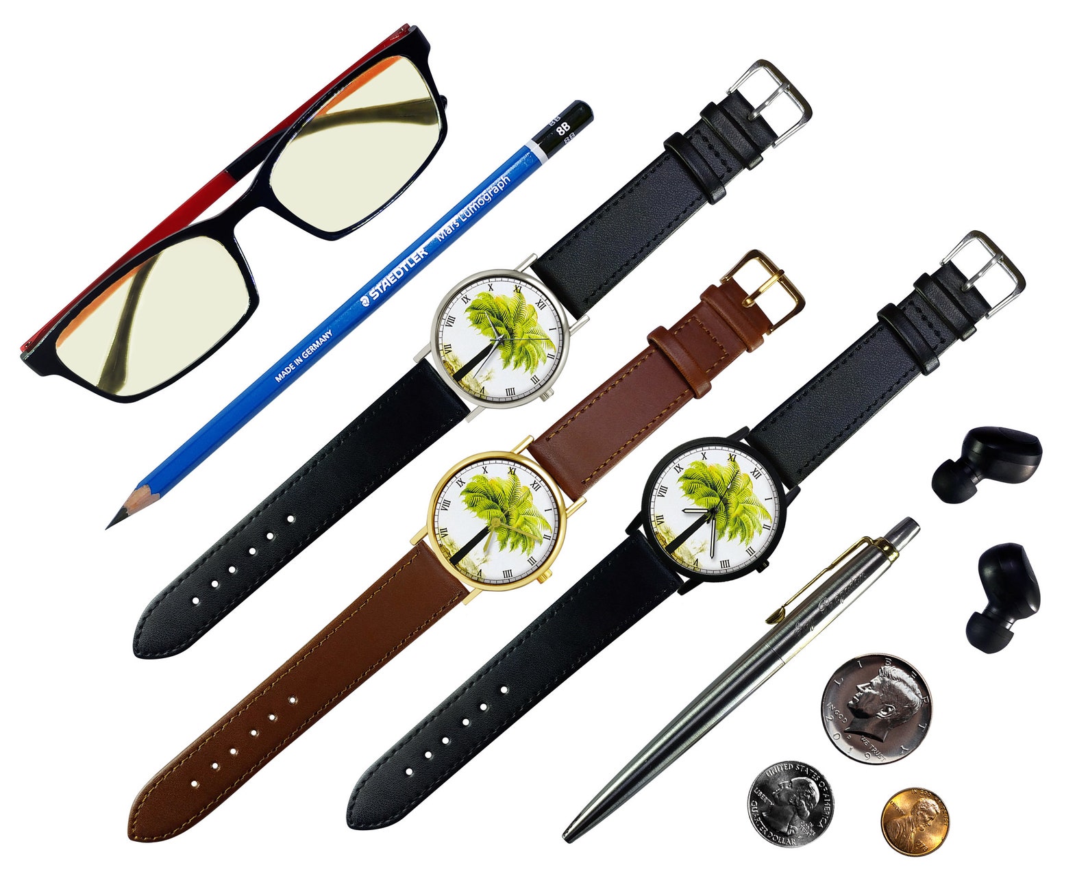 Vintage Style Palm Tree Watch Tropical Leather Watch - Etsy