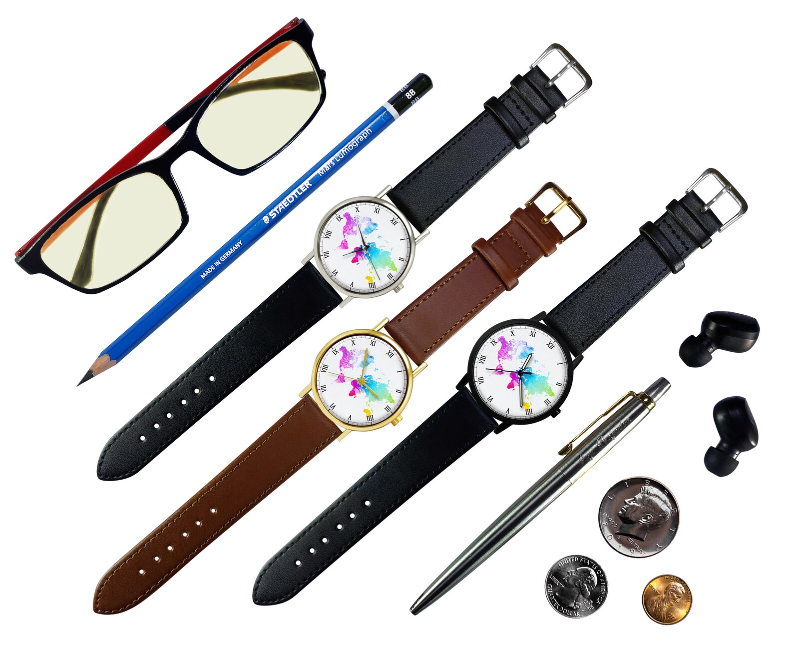 Colorful World Map Watch Travel Gift Cartography Leather | Etsy