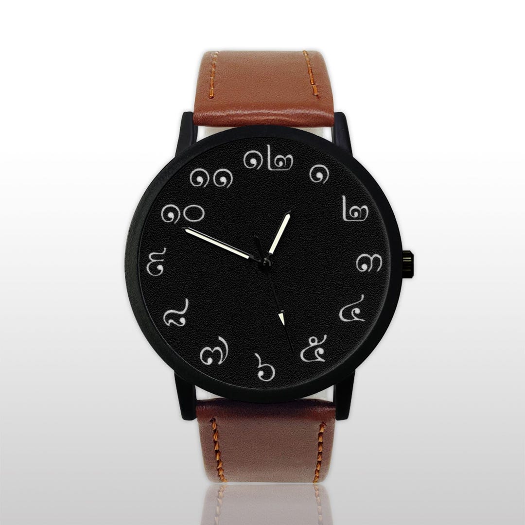 Thai Numeral Watch, Black Dial, Thailand Script Minimalist Wristwatch ...