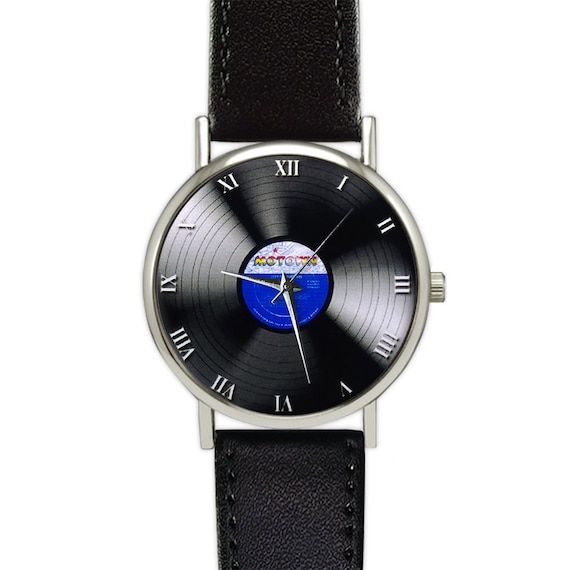 Vintage Vinyl Record Watch BLUE Label Leather Watch - Etsy
