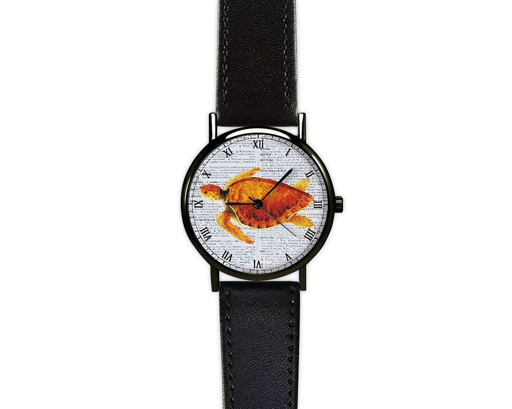 Vintage Sea Turtle Watch Leather Watch Ladies Watch | Etsy
