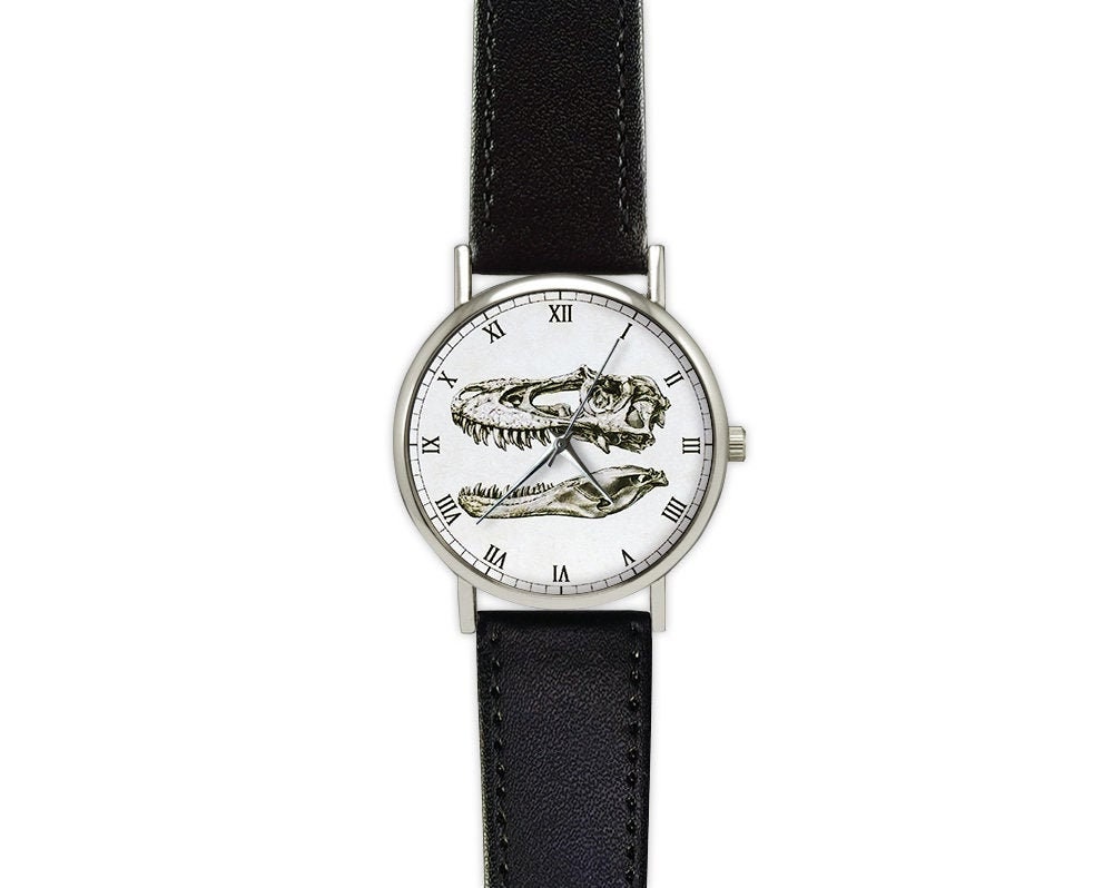 Dinosaur Skull Watch T-Rex Skull Leather Watch Ladies | Etsy