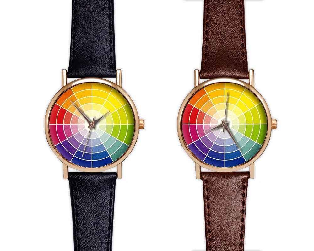 Color Wheel Watch Art Leather Watch Women's Watch | Etsy