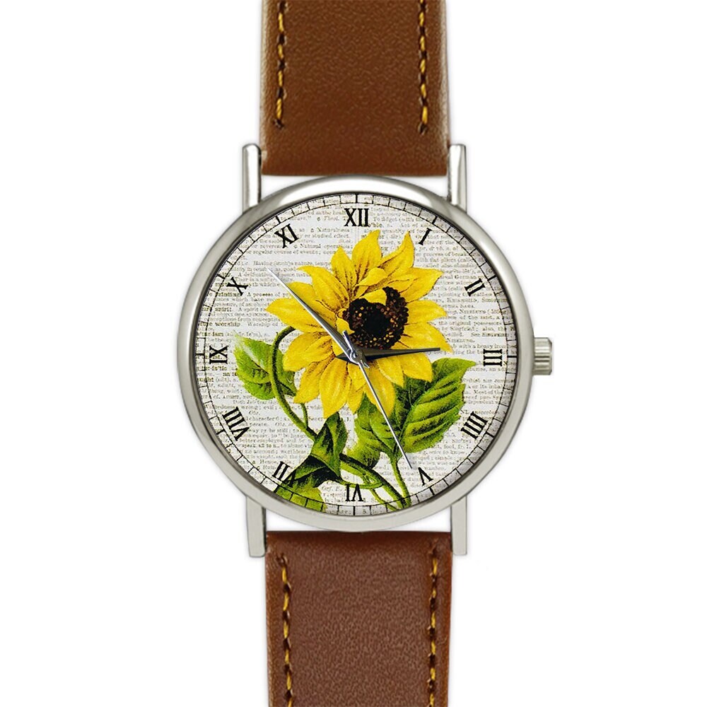 Sunflower Flower Watch Floral Botanical Women's | Etsy