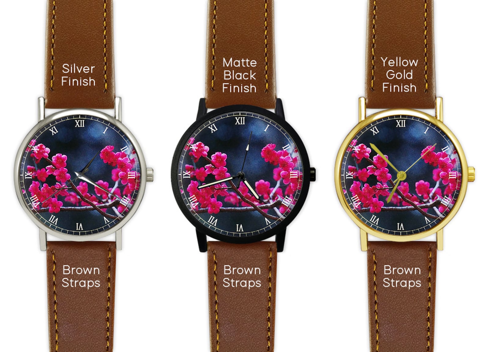 Cherry Blossoms Flower Watch Leather Watch Ladies Watch - Etsy