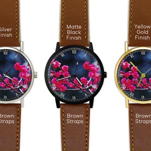 Cherry Blossoms Flower Watch | Leather Watch | Ladies Watch | Women's ...