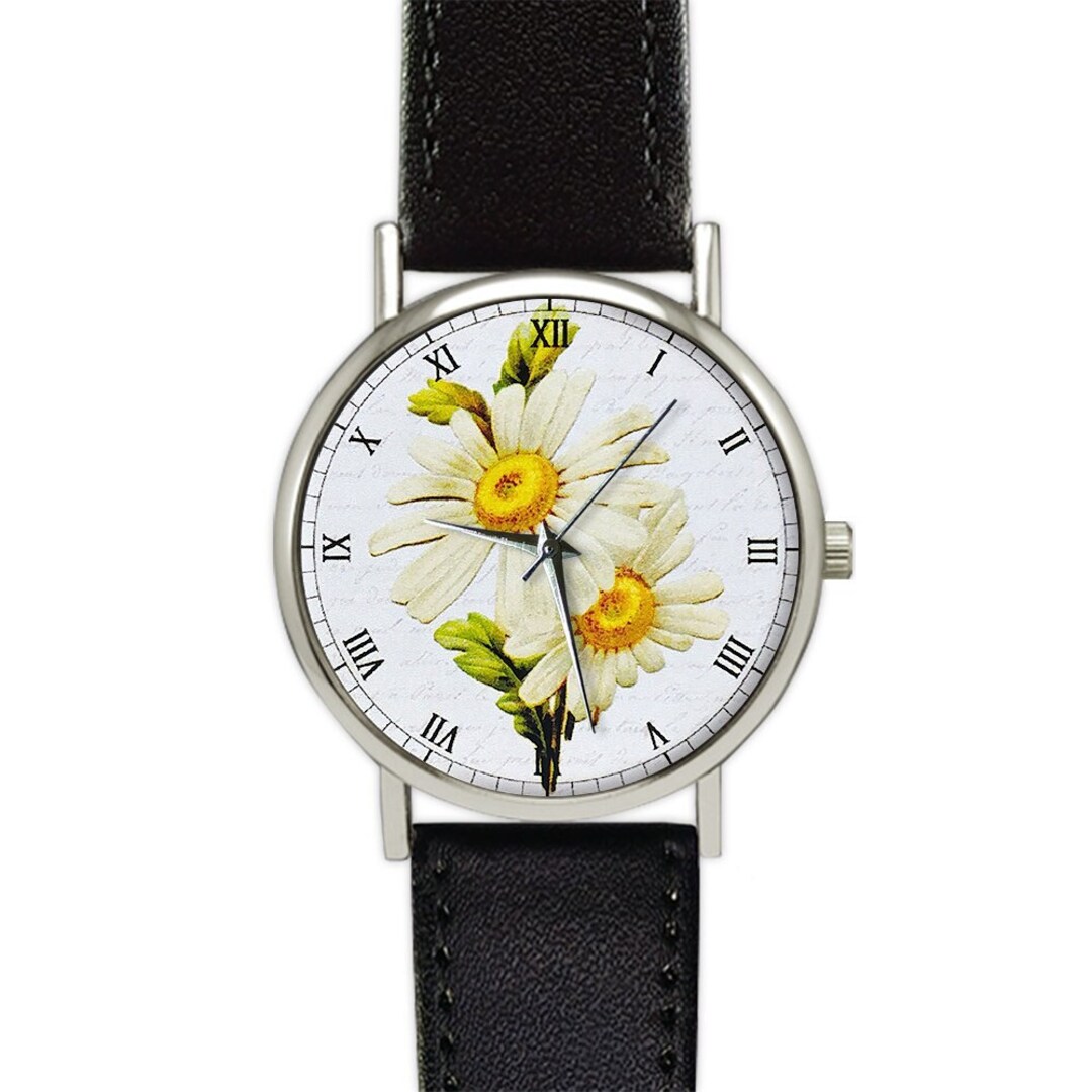 Vintage Daisy Flower Watch | Floral Watch | Botanical | Leather Watch ...