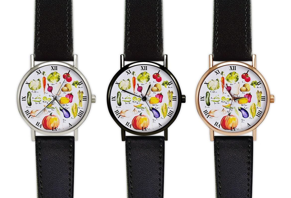 Vegetables Watch Vintage Style Kitchen Chef Leather | Etsy