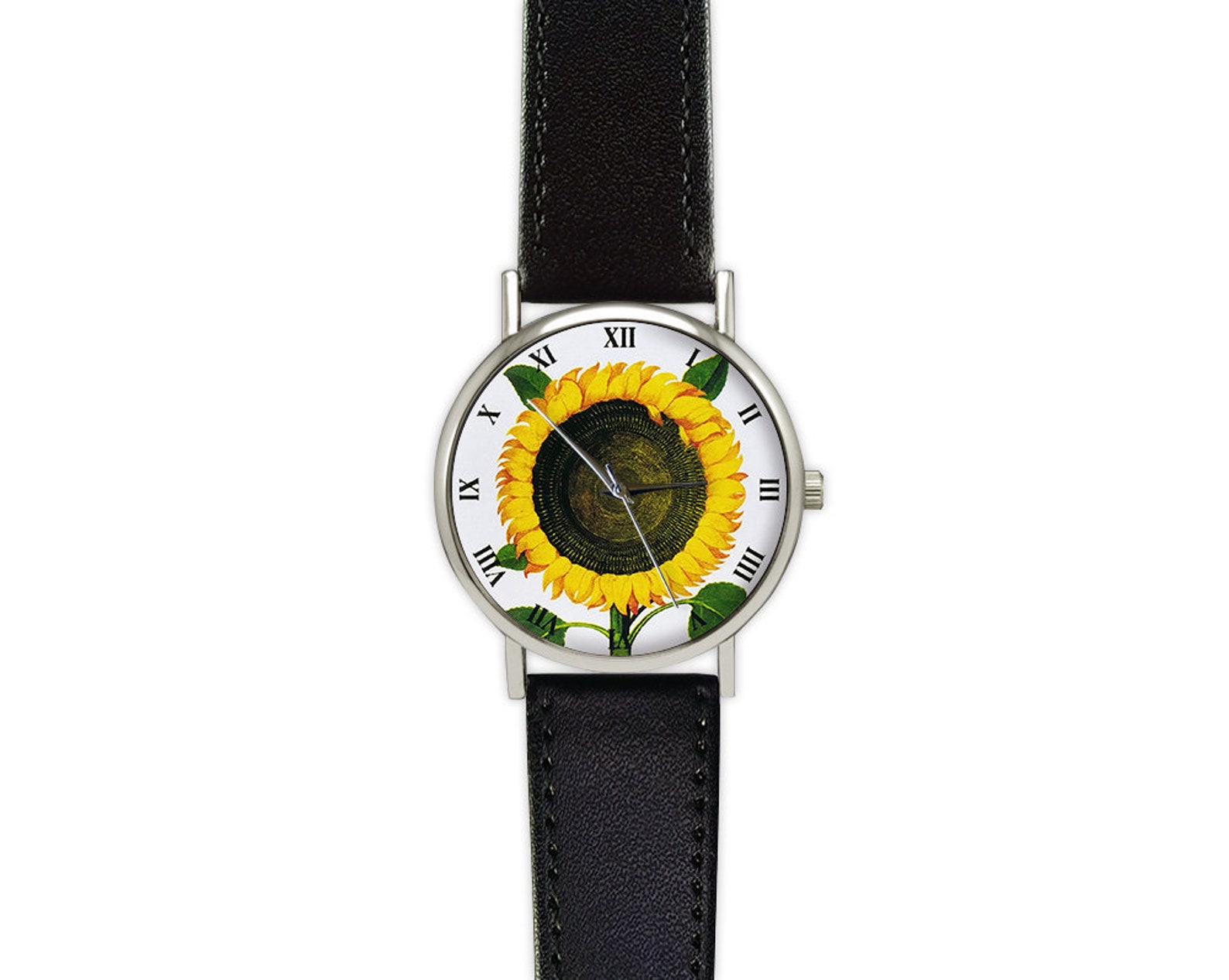 Vintage Style Sunflower Flower Watch Botanical Leather | Etsy