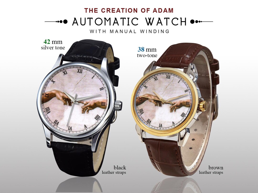 Creation of Adam Automatic Watch: Renaissance Art, Leather Strap - Etsy
