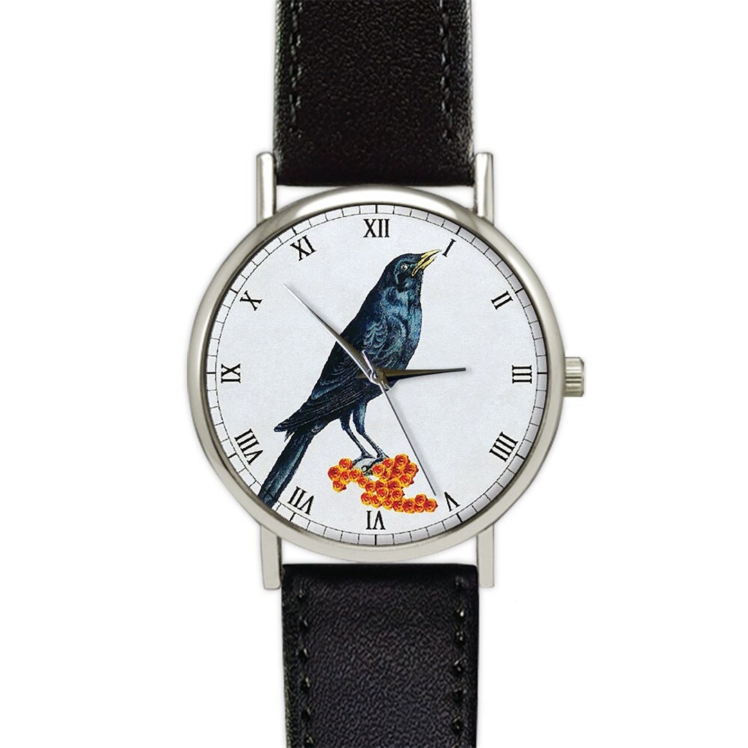 Vintage Raven Watch | Black Bird | Leather Watch | Ladies Watch | Men's ...